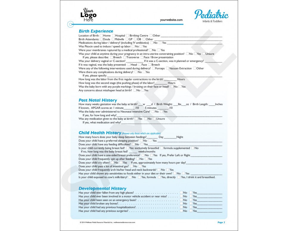 Chiropractic Baby Intake Forms